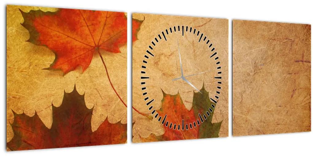 Obraz s podzimním motivem (s hodinami) (90x30 cm)