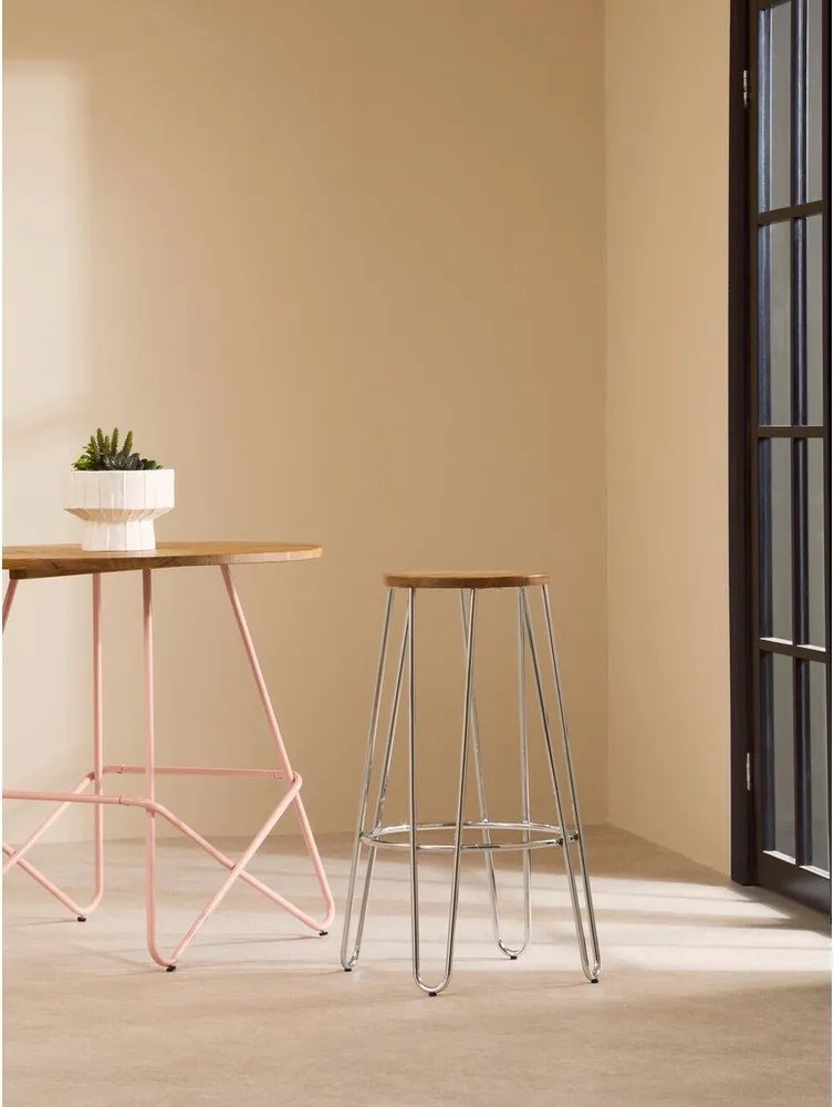 Barová stolička z jilmového dřeva ve stříbrné barvě/v přírodní barvě (výška sedáku 75 cm) District – Premier Housewares