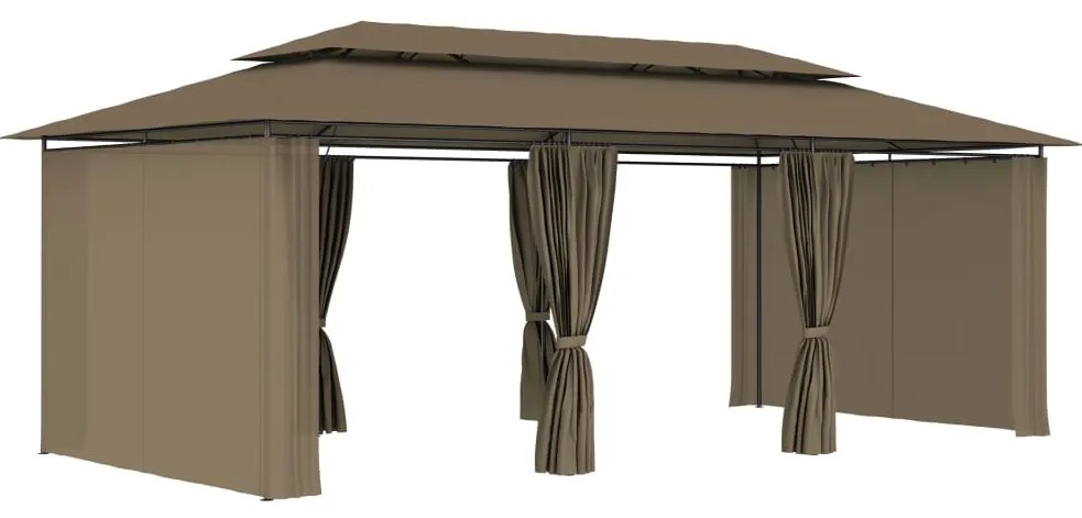 vidaXL Marketos Altán se závěsy 600 x 298 x 270 cm taupe 180 g/m²