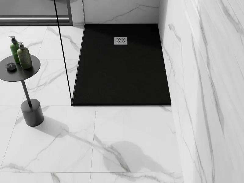Mexen Stone+ obdélníkový kompozitní sprchový kout 90 x 70 cm, černý - 44707090