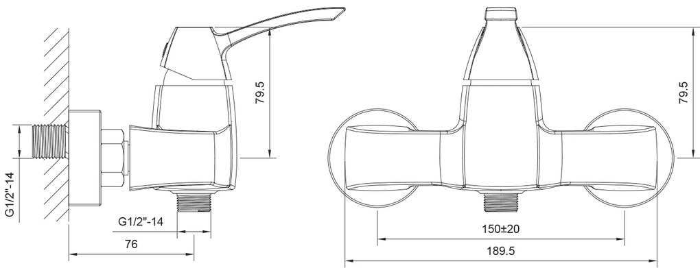 Sapho, DREAMART nástěnná sprchová baterie, chrom, DA011