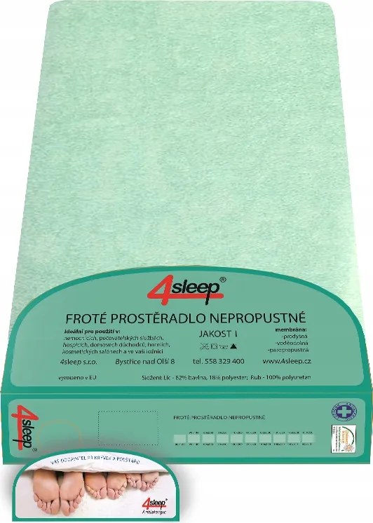 Nepropustné froté prostěradlo s gumičkou 140/200 sv.zelené