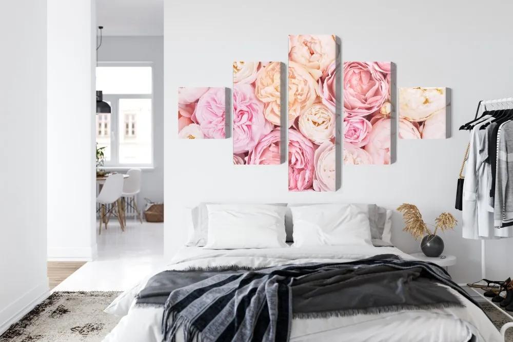 Vícedílný obraz Kvetoucí Květiny V Pastelových Barvách Nedostatek Nedostatek Plátno Canvas 150x90