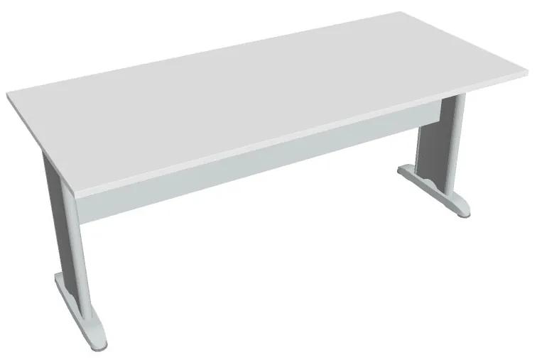 Stůl jednací rovný 180 cm - Hobis Cross CJ 1800 Dekor stolové desky: bílá, Dekor lamino podnože: šedá, Barva nohou: Stříbrná