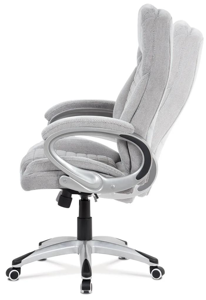 Autronic Kancelářská židle, šedá látka, kříž plast stříbrný, houpací mechanismus