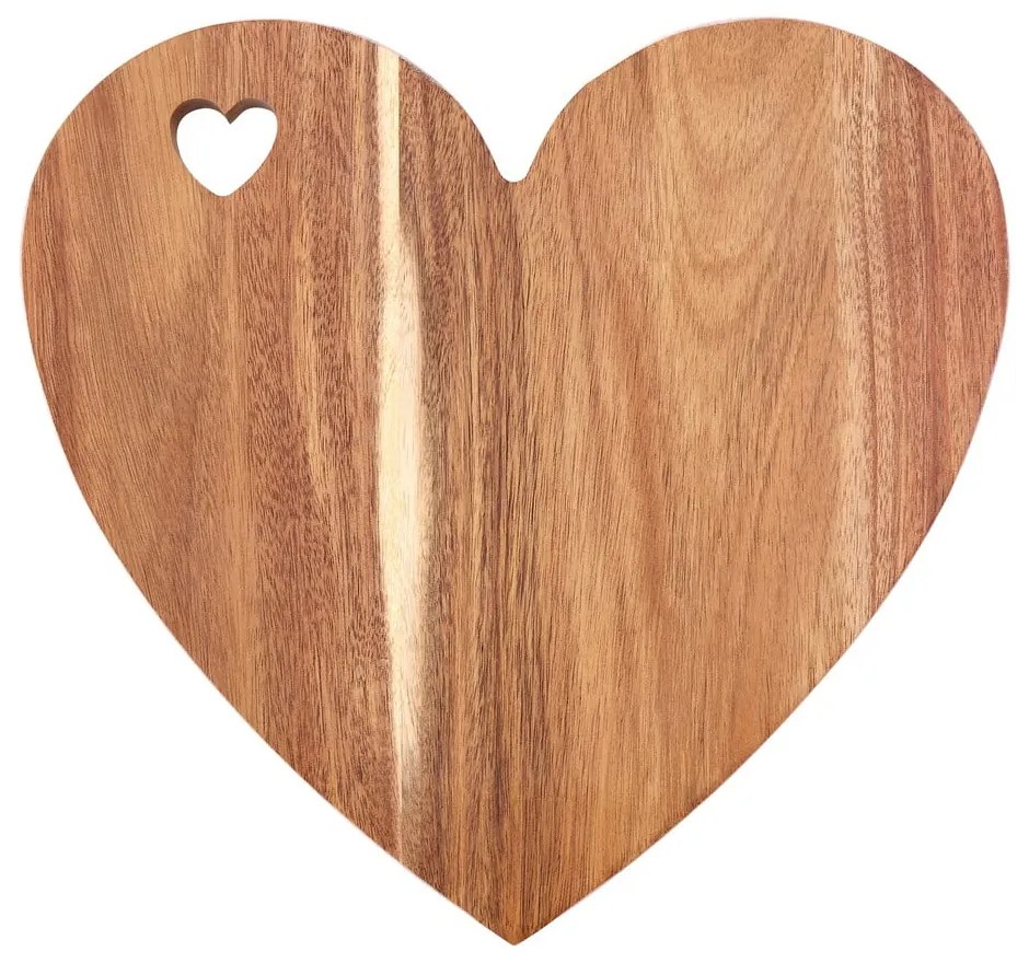 Prkénko ve tvaru srdce z akáciového dřeva s růžovým okrajem Premier Housewares, 30 x 28 cm