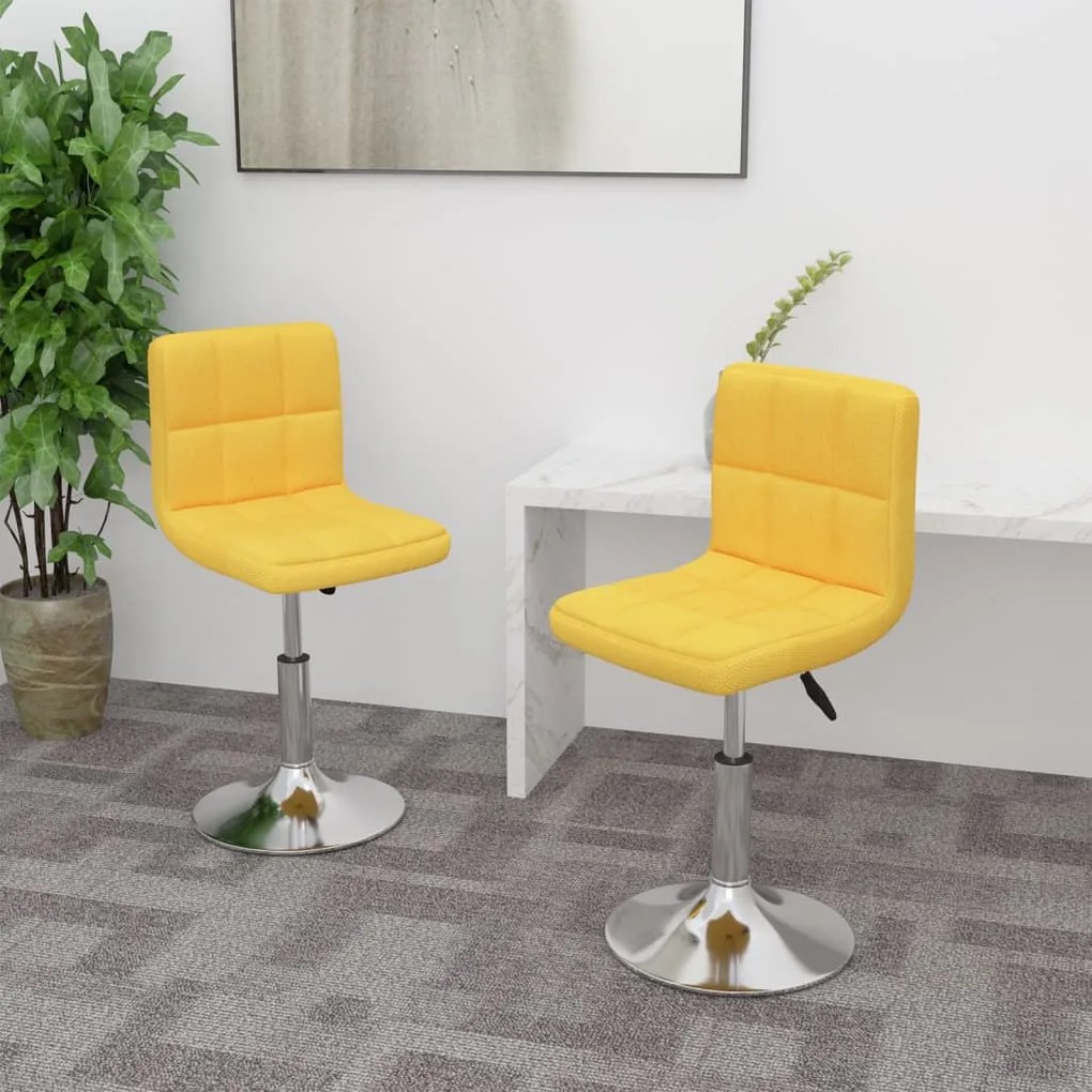 Otočné jídelní židle 2 ks žluté textil 334216