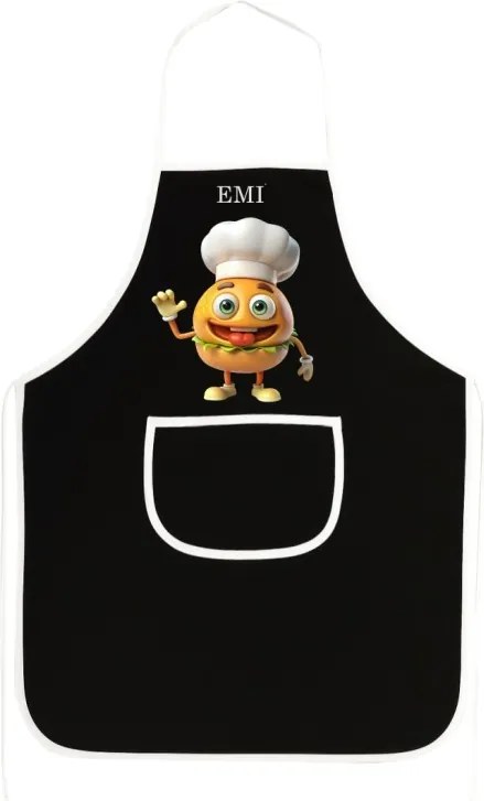 Kuchyňská zástěra Burger EMI, černá