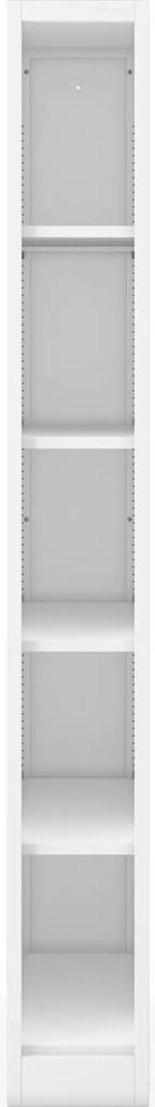 Úzký kovový regál, archivační na dokumenty bílý: TIM 250 x 1950 x 600 mm