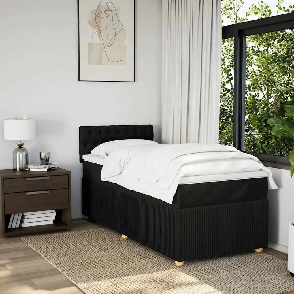 Box spring postel s matrací černá 100 x 200 cm textil 3289676
