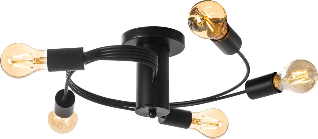 Toolight - Stropní svítidlo 5xE27 60W APP741-5C, černá, OSW-01106