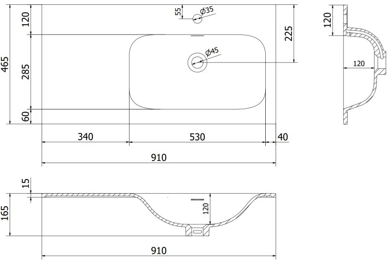 Mexen Orio, koupelnová skříňka 90 cm s pravým umyvadlem Vela, 1S, 1D, bílá lesklá, 91A13-09047-3-BBFF00-W23P00