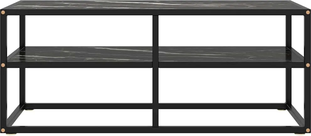 TV stolek černý s černým mramorovým sklem 100 x 40 x 40 cm 322858