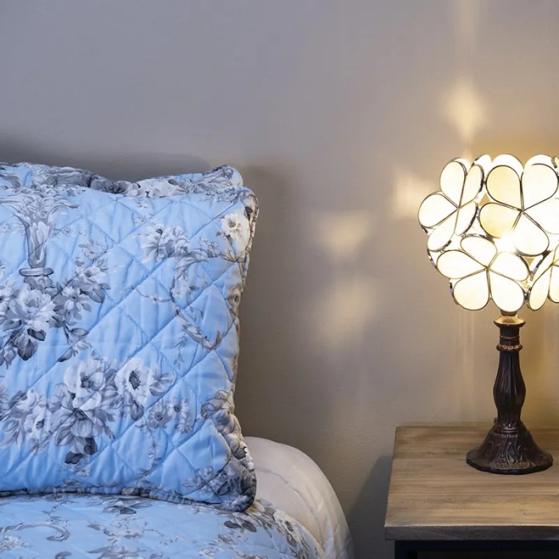 Žlutá stolní lampa Tiffany Bloom – 21x21x38 cm