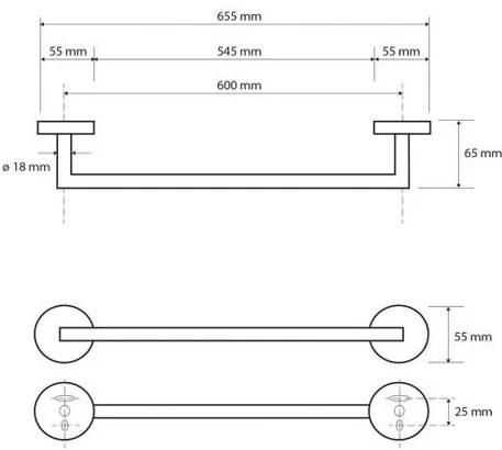 Bemeta Dark Držák ručníků 60 cm černý 104204040