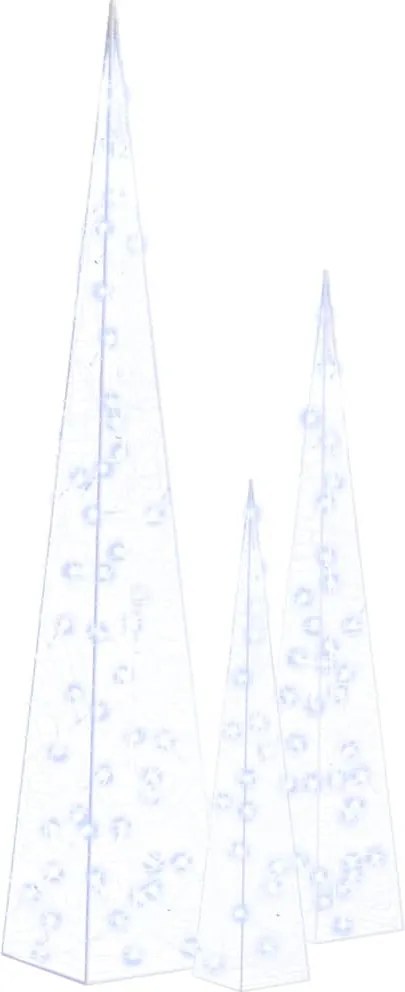Sada akrylových světelných LED kuželů modrá 60/90/120 cm 328973