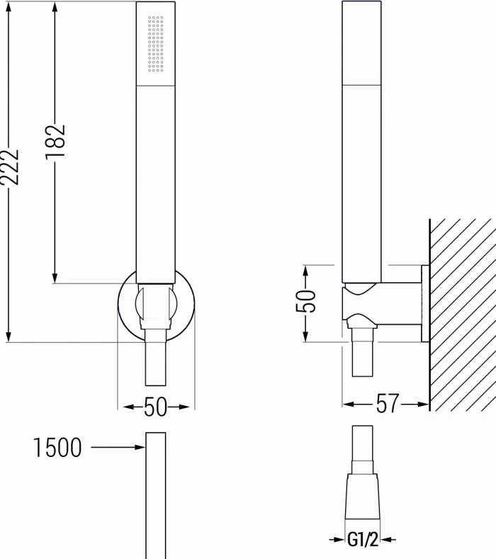 Mexen příslušenství - podomítkový 1-bodový ruční sprchový set R-70, černá, 785705051-70