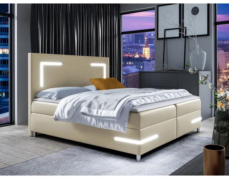 Kontinentální postel Fronasa LED, Rozměr postele: 160x200, Barva:: ekokůže Soft 017 (bílá)