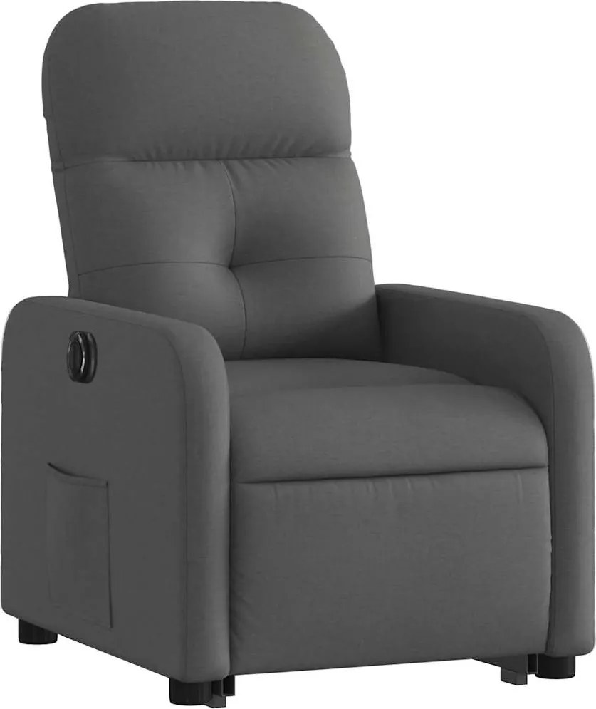 Elektrické zvedací polohovací křeslo tmavě šedé textil 3206814