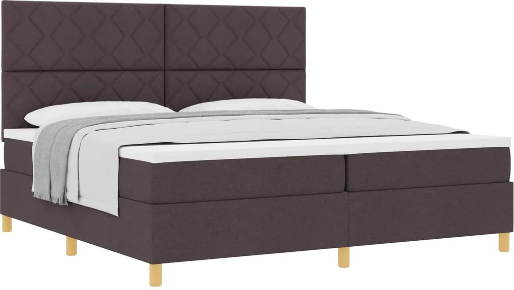 Postel s boxspringem s čelo Tmavě hnědá 200 x 200 cm textil 3339724