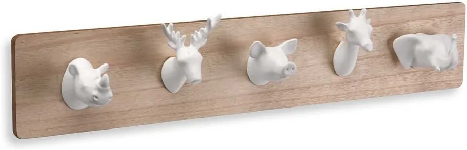 Nástěnný dřevěný věšák s 5 háčky Versa Animals