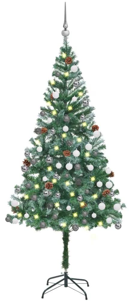 3077700 vidaXL Umělý vánoční stromek s LED sadou koulí a šiškami 180 cm