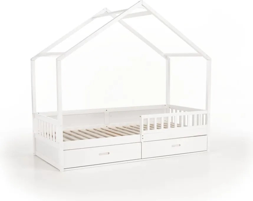 Montessori postel, 90x200, bílá, masiv, BIANKA