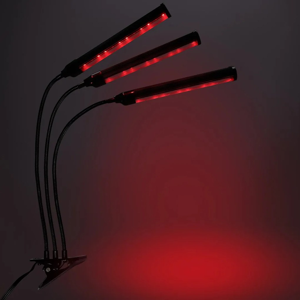 JU Univerzální rostlinná lampa se třemi světelnými panely, napájená přes USB bez napájecího adaptéru