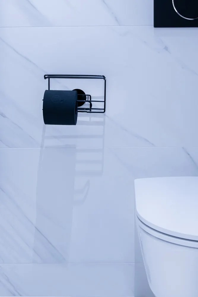 Olsen Spa Drátěný držák toaletního papíru na nalepení 3M, černá barva  - KD02091776