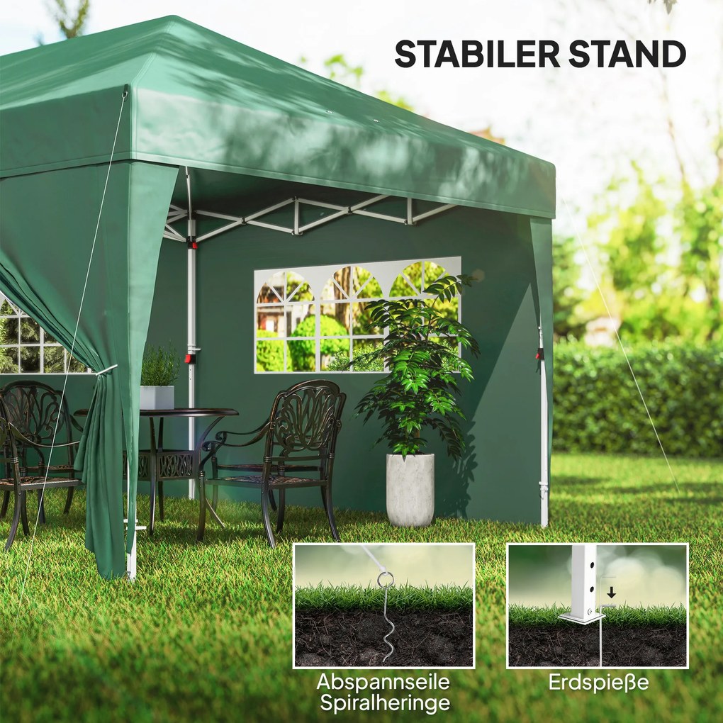 Pavilon cca 6x3m Stáj Odolný proti zimě Pop-up skládací pavilon s oknem Dveře na zip Boční díly UV ochrana