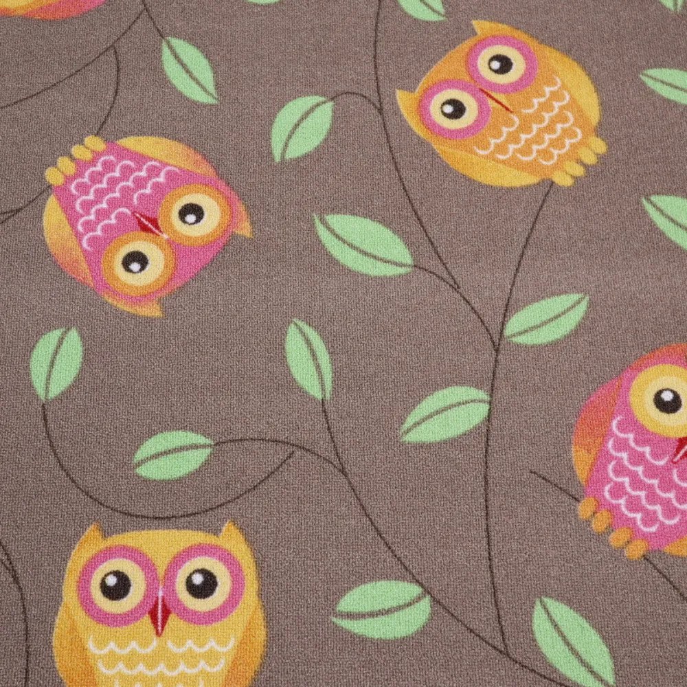 AladinWorld Expres, Dětský kusový koberec Little Owls čtverec, 200x200, hnědá, dětský pokoj