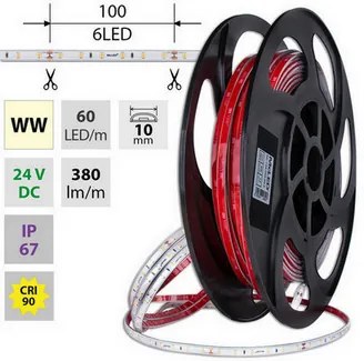 LED pásek McLED 24V teplá bílá CRI90 š=10mm IP67 4,8W/m 60LED/m SMD2835 ML-126.003.90.2