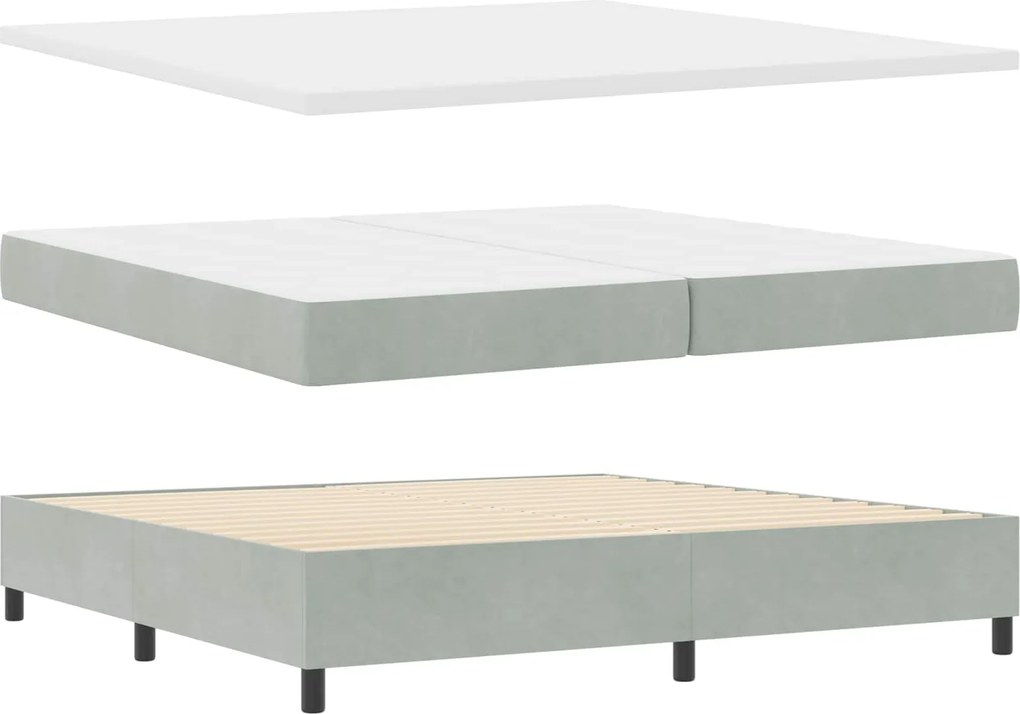 Postel s boxspringem s čelo Světle šedá 200 x 200 cm samet 3340892