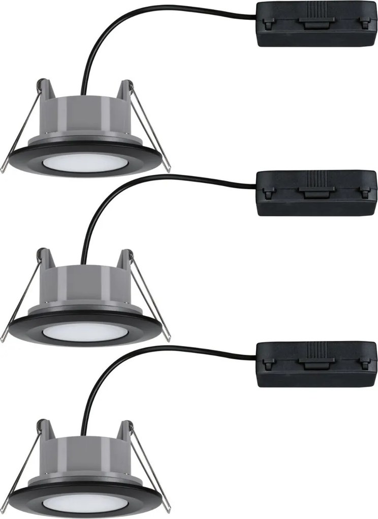P 93096 HomeSpa LED vestavné svítidlo Calla 3ks sada výklopné IP65 90mm 30° 3x5W 230V CCT černá mat - PAULMANN