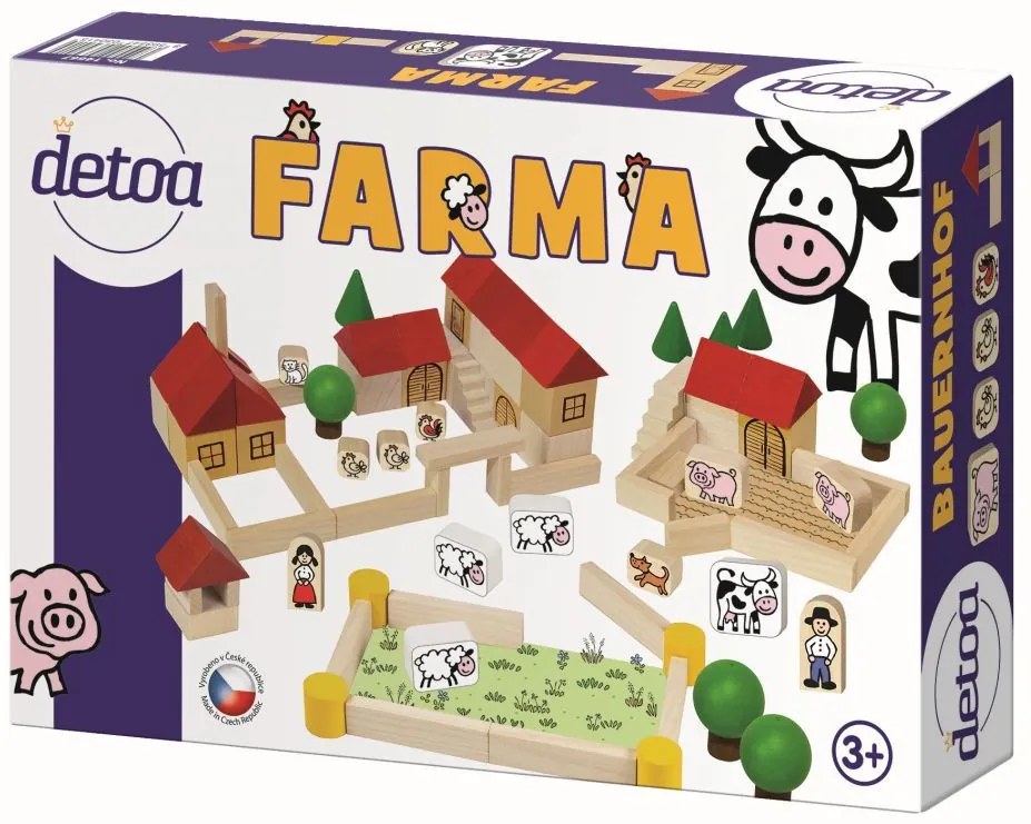 Farma stavebnice dřevo 100ks v krabici 30x20x6cm