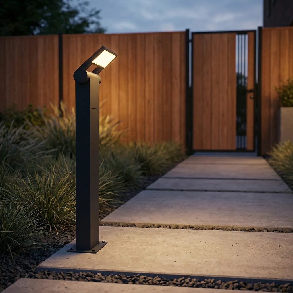 Moderní venkovní sloup Anthracite 60 cm vč. LED IP54 - Zane