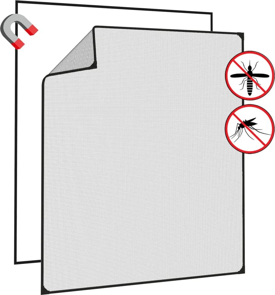 Magnetická okenní síť proti hmyzu antracitová 130 x 150 cm 153856