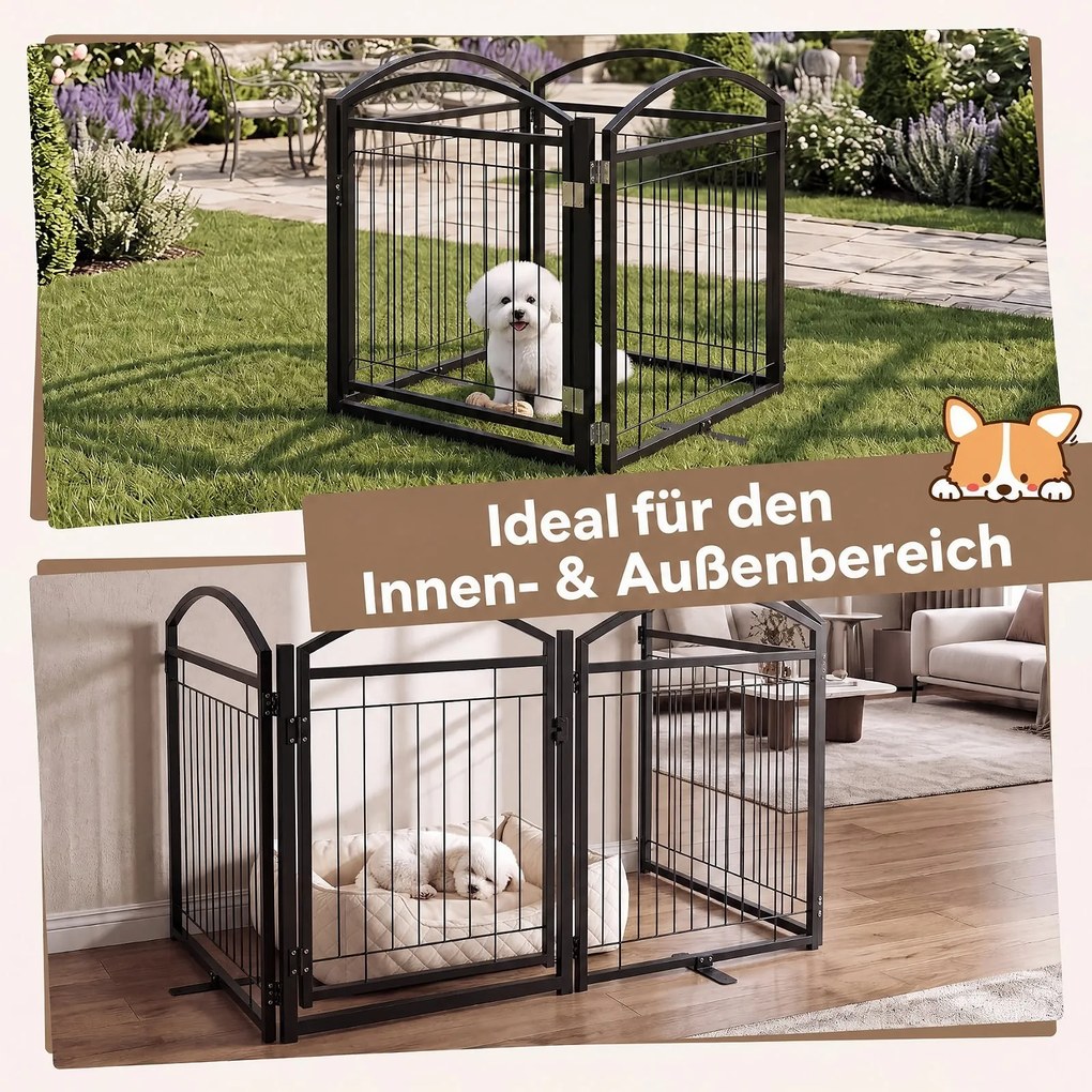 Costway Brána pro psy 81 cm vysoká zábrana skládací 4 panely štěněcí brána volně
