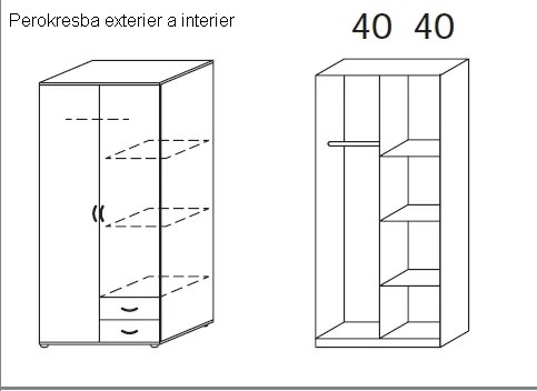 Šatní skříň Twin, dub sonoma/bílá