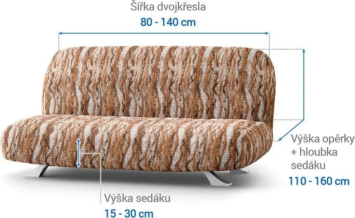 Bielastické potahy OCEANO NOVÉ cihlové dvojkřeslo s dřevěnými rukojeťmi (š. 80 - 140 cm)