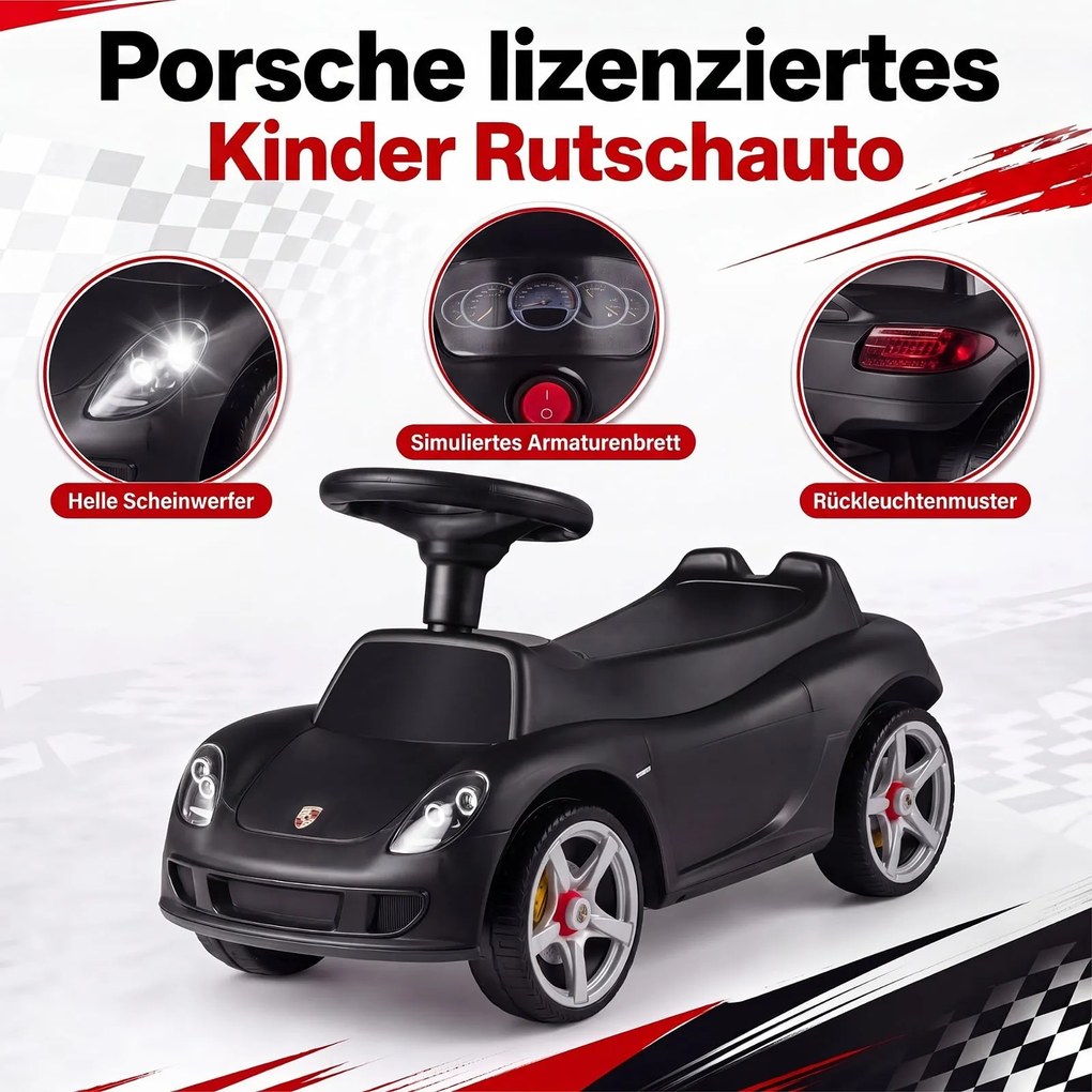 Costway Porsche Licencované auto pro spolujízdu pro děti od 18 měsíců. Push auto
