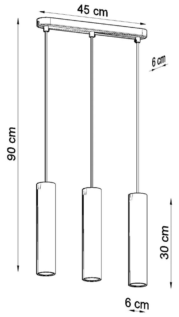 Závěsné svítidlo Luvo, 3x betonové stínítko