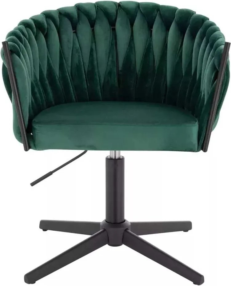 LuxuryForm DESIGN Otočná židle NORDEN VELUR na černém kříži - zelená