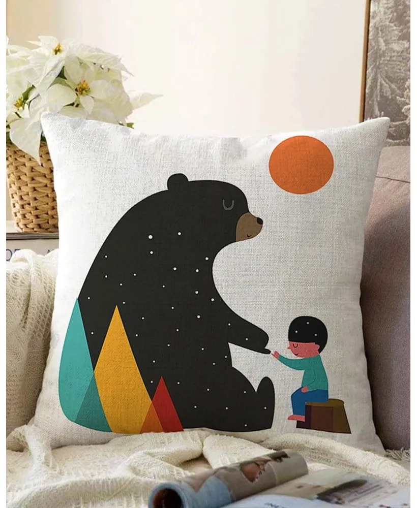 Povlak na polštář s příměsí bavlny Minimalist Cushion Covers Bear, 55 x 55 cm