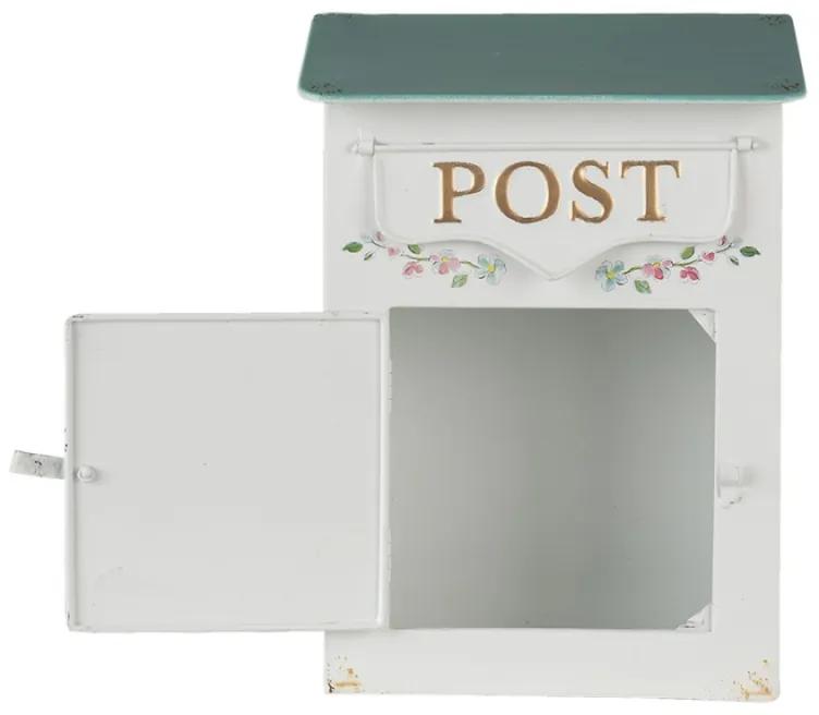 Krémová retro poštovní schránka s ptáčkem – 22x12x31 cm