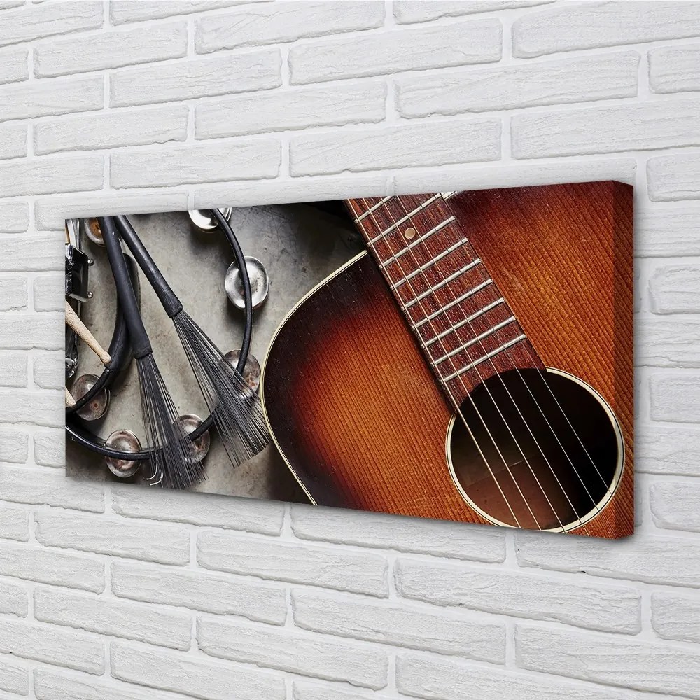 Obrazy na plátně Kytara Mikrofon tyčinky 100x50 cm