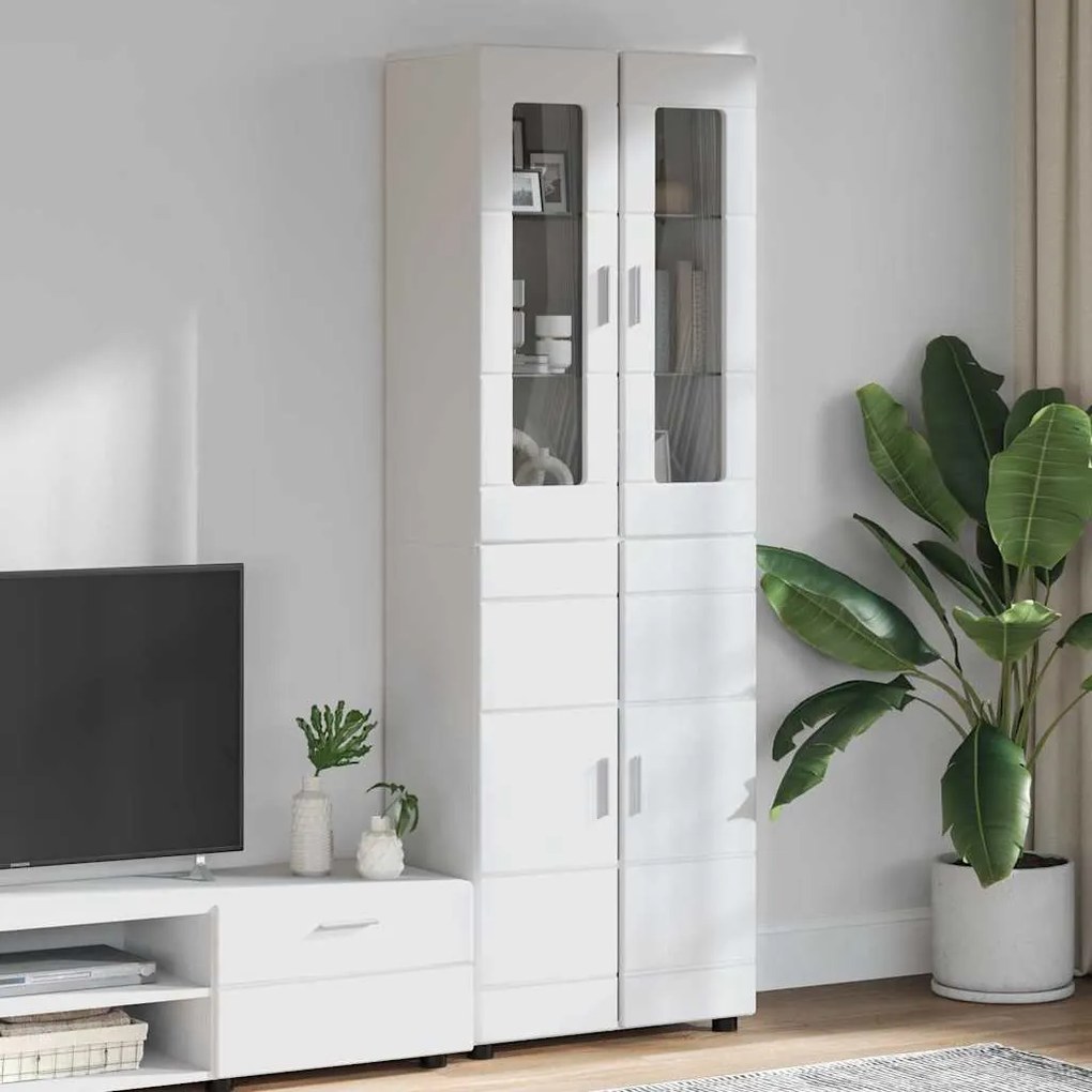 Vysoký bufet FLORIN 60 x 35 x 182 cm Vysoce lesklá bílá 3397918