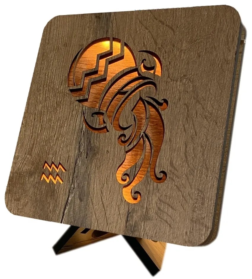Li-Go Znamení "Vodnář" lampa 19x19cm provedení povrchu: dub světlý