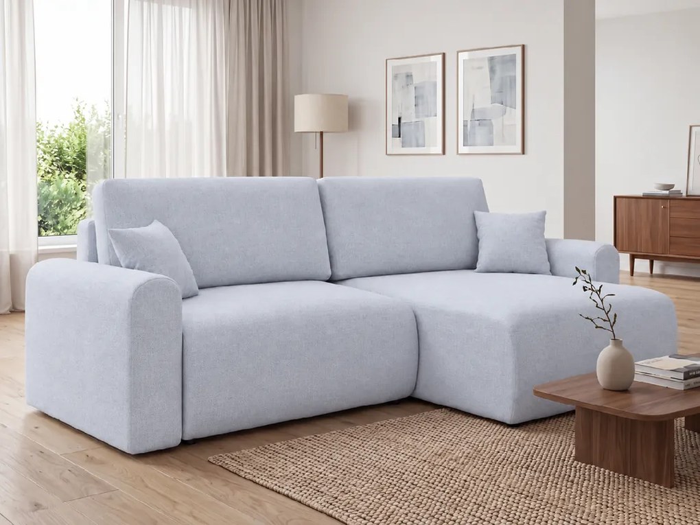 Rozkládací oboustranná sedací souprava do L NORDEN PAROS 250x140 cm, světle šedá