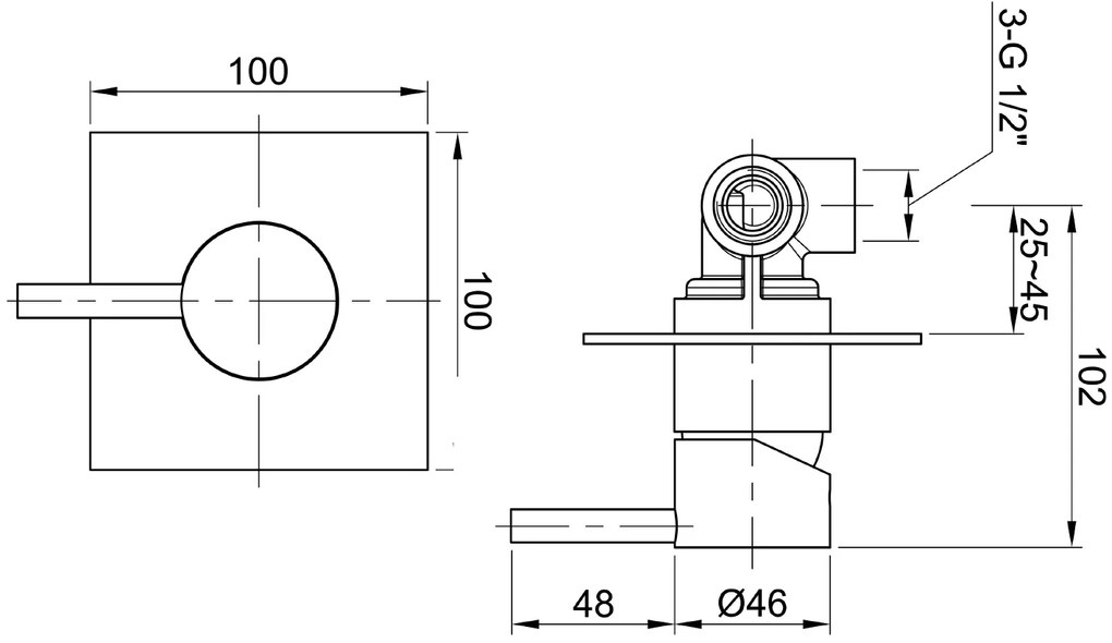 Sapho Sapho, MINIMAL podomítková sprchová baterie, 1 výstup, nerez mat, MI041